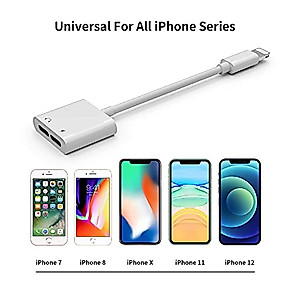 (2 Pack)[Apple MFi Certified] 2 in 1 Dual Lightning Adapter & Splitter for iPhone,Dongle Headphones Adapter Aux Cord 4 in 1 Music+Charge+Call+Volume Control Compatible for iPhone12/11/11 Pro/XS/XR /8