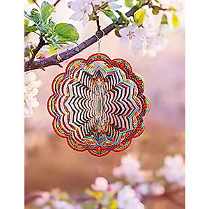 Canodoky Mandala Wind Spinner, Vibrant Color Mandala 3D Wind Spinners for Yard and Garden | 12 Inch Hanging Wind Spinners for Indoor Outdoor Wind & Sun Catches