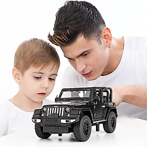 BDTCTK Compatible for 1:32 Wrangler Model Car, Zinc Alloy Pull Back Toy Car with Sound and Light for Kids Boy Girl Black
