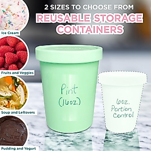 KOYAIRE Pint Ice Cream Containers for Homemade Ice Cream (16oz. Each / 4 Pack), Airtight, Reusable Freezer Storage Containers with Lids - Set of 4