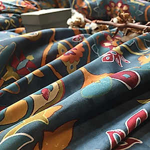 Eikei Home Damask Medallion Luxury Duvet Quilt Cover Boho Paisley Print Bedding Set 400 Thread Count Egyptian Cotton Sateen Vibrant Bohemian Pattern,3 pieces (King, Spanish Tile)