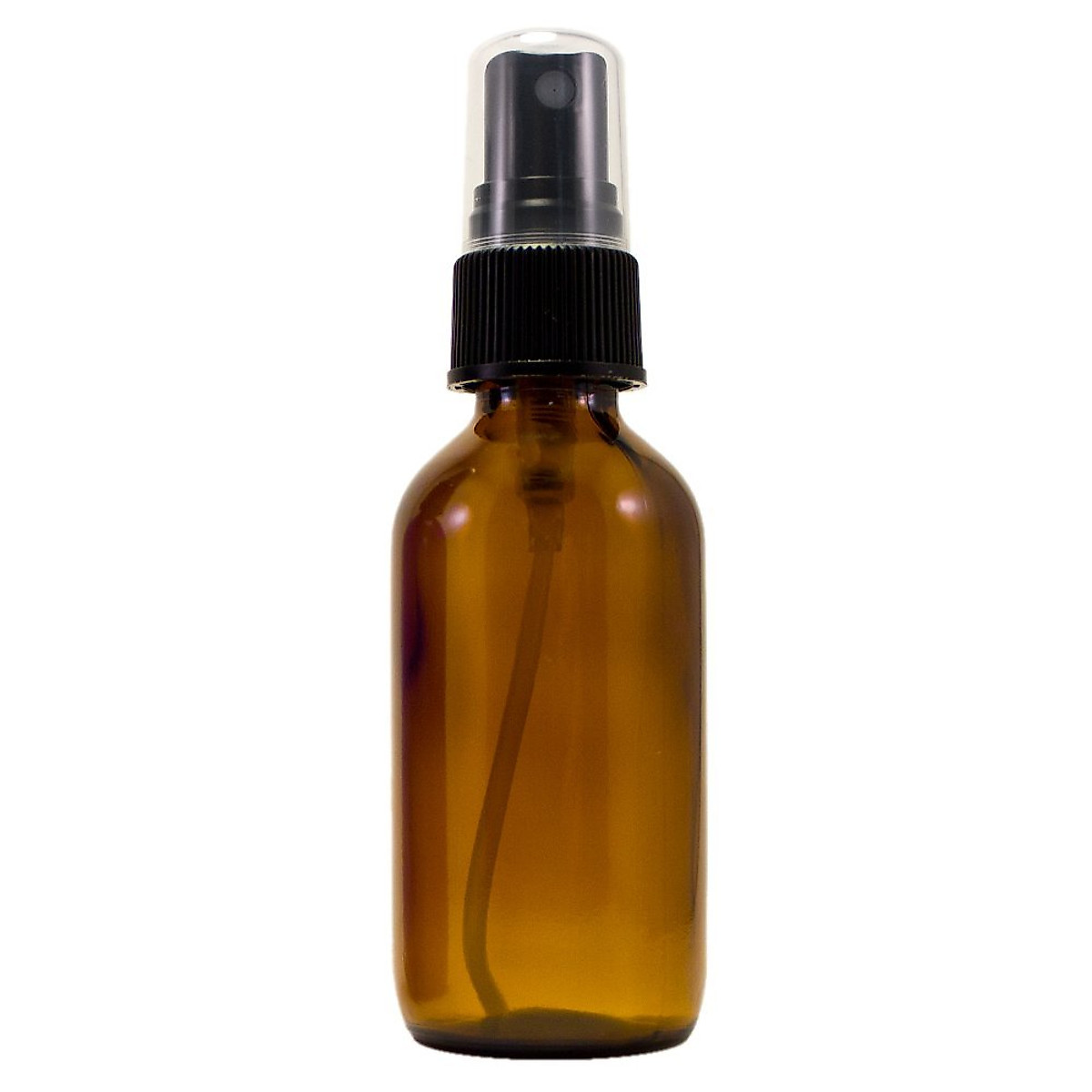 2 oz Amber Boston Round Glass Bottle with Fine Mist sprayer 6/bx