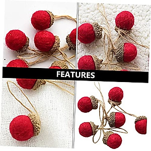 DECHOUS 6 Pcs Felt Pine Cones Wooden Decor Rustic Dining Table Christmas Garland Christmas Acorn Ornaments Christmas Hanging Pendant Christmas Felt Acorn DIY Pendant Christmas Pendants Red