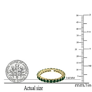 Dazzlingrock Collection Round Lab Created Emerald Ladies Full Eternity Wedding Stackable Ring Band | 14K Yellow Gold, Size 6