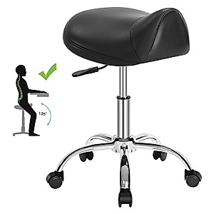 Ergonomic Saddle Stool/Professional Saddle Chair-Adjustable Stool with Wheels,Heavy-Duty Saddle Stool Rolling Chair for Clinic Dentist Spa Massage Salons Studio Tattoo