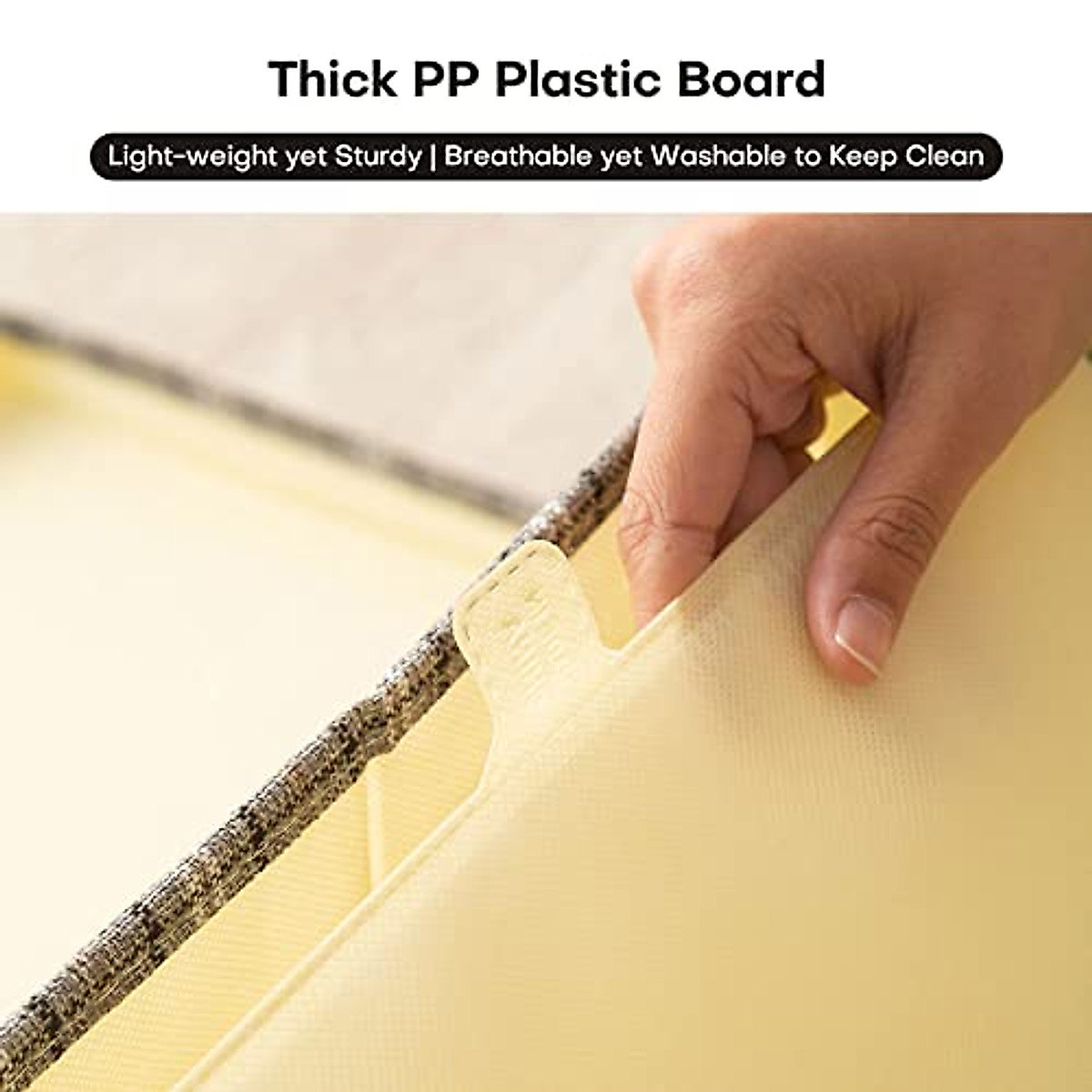 ANMINY 2PCS Storage Bins Set Cotton Linen Fabric Open Storage Basket Box Foldable Washable Rectangular Cube Organizer with Handles Label Window Pocket Thick PP Plastic Board - Medium, Black Plaid