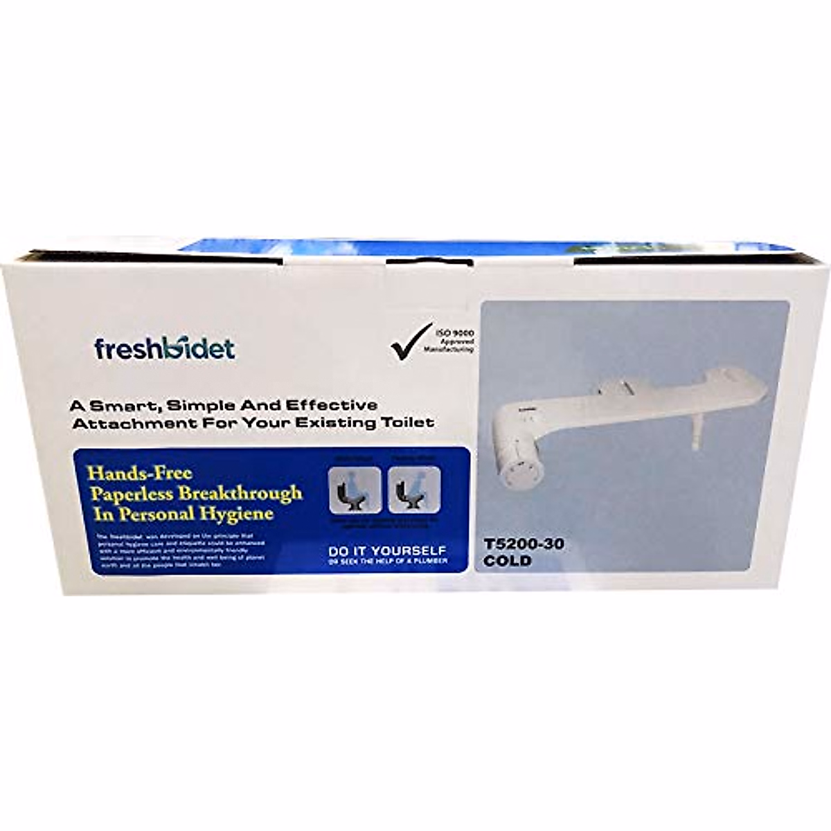 FreshBidet Non-electric Adjustable Angle Bidet Toilet Attachment (Cold Water Bidet Modern Model)