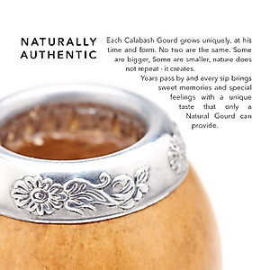 BALIBETOV Set of 2 Yerba Mate Gourd and 1 Pack of 100gr - 3.5OZ of Yerba Mate - Yerba Mate Cup Argentina - 2 Mate Cup, 2 Bombilla, 1 Cleaning Brush, 1 Loose Leaf Yerba Mate bag (DARK BROWN - NATURAL)