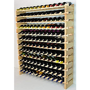 sfDisplay.com,LLC. Modular Wine Rack Beechwood 48-144 Bottle Capacity 12 Bottles Across up to 12 Rows Newest Improved Model (144 Bottles - 12 Rows)