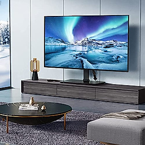 PERLESMITH Swivel TV Stand Universal Table Top TV Base for 37 to 65,70 inch LCD LED OLED 4K Flat Screen TVs - Height Adjustable TV Mount Stand with Safe TV Anti-tip Cable, VESA 600x400mm PSTVS03