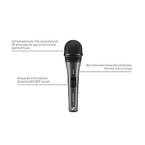 SENNHEISER E825-S Handheld Cardiod Dynamic Microphone with On/Off Switch