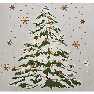 Fennco Styles Christmas Tree Design with LED Light Decorative Throw Pillow Cover & Insert 13 x 20 Inch - White Pillow for Holiday Décor, Couch, Living Room and Bedroom Décor