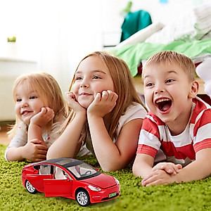 Toy Car 1/32 Model 3 Metal Die Casting Pull Back Car for 3 4 5 6 7 Year Old boy Toy with Sound and Light,Red