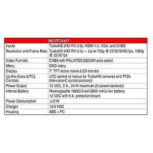 HIKVISION DS-TT-X41T 7" TFT Active Matrix LCD Test Monitor