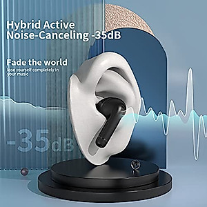 INSMY Wireless Earbuds Hybrid Active Noise Cancelling Waterproof Earphones with 6 Mics for Clear Calls Authentic Audio Big Bass, 36 Hours Playtime Bluetooth in-Ear Headphones ANC/Ambient Mode (Black)