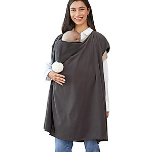 Konny Baby Carrier Winter Cover, Maternity Baby Carrier Hoodie, Women's Fleece Jacket, Maternity Coat, Nursing Hoodie Vest (Charcoal, Free Size)