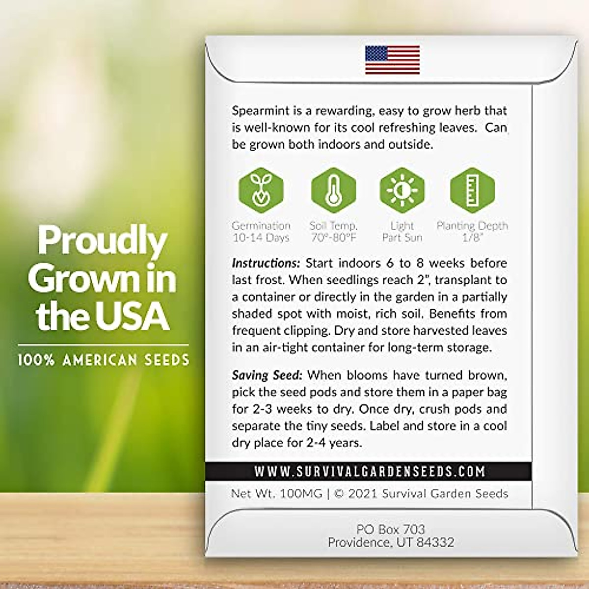 Survival Garden Seeds - 3 Packs Spearmint Seed for Planting - Mentha Spicata with Instructions to Plant Delicious Herbs and Grow Your Home Herb Garden - Non-GMO Heirloom Variety