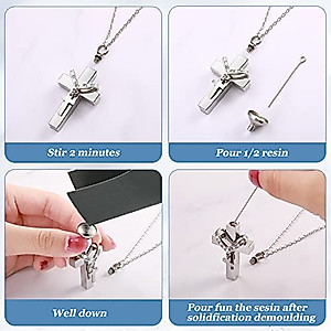 Junkin Ashes Necklace Urn Necklace Cross Stainless Steel Cross Memorial Cremation Jewelry for Ashes Urn Cremation Pendant for Human Ashes (4 Pieces)