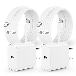 iPhone 15 Charger Block, 20W USB C Fast Charging Plug/10ft Type C to C Cable Cord Long for Apple iPhone 15 Plus/15 Pro Max,iPad Pro 12.9/11 inch 4/3/Air/Mini 6 Generation,Wall Power Adapter Cube Brick