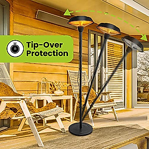 Patio Heater, Electric Patio Heater, 1500W Infrared Heater, Outdoor Heater, Infrared Patio Heater, Waterproof & Tip-Over Protection, for Indoor/Outdoor, Garden, Balcony, Garage and Backyard (EPH-BLK)