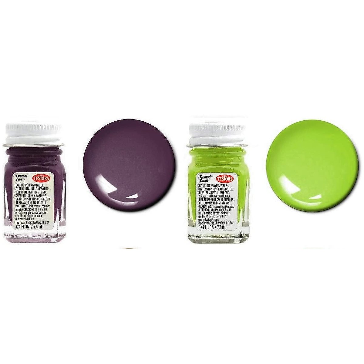 Make Your Day Testors Enamel Paint, Magenta, Gloss Teal, Gloss Grape, Gloss Turquoise, Gloss Sublime, Gloss Tangerine, and Clear Thinner, 1 3/4 Ounce (Pack of 7) Paintbrushes