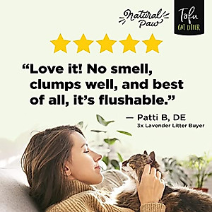 Natural Paw Tofu Cat Litter Lightweight Case of 4, Natural Odor Control Kitty Litter, 99.9% Dust Free, Fast Clumping Multi-Cat, Fast Acting Super Absorbing, Silica Free, Flushable, Unscented 18 Lb