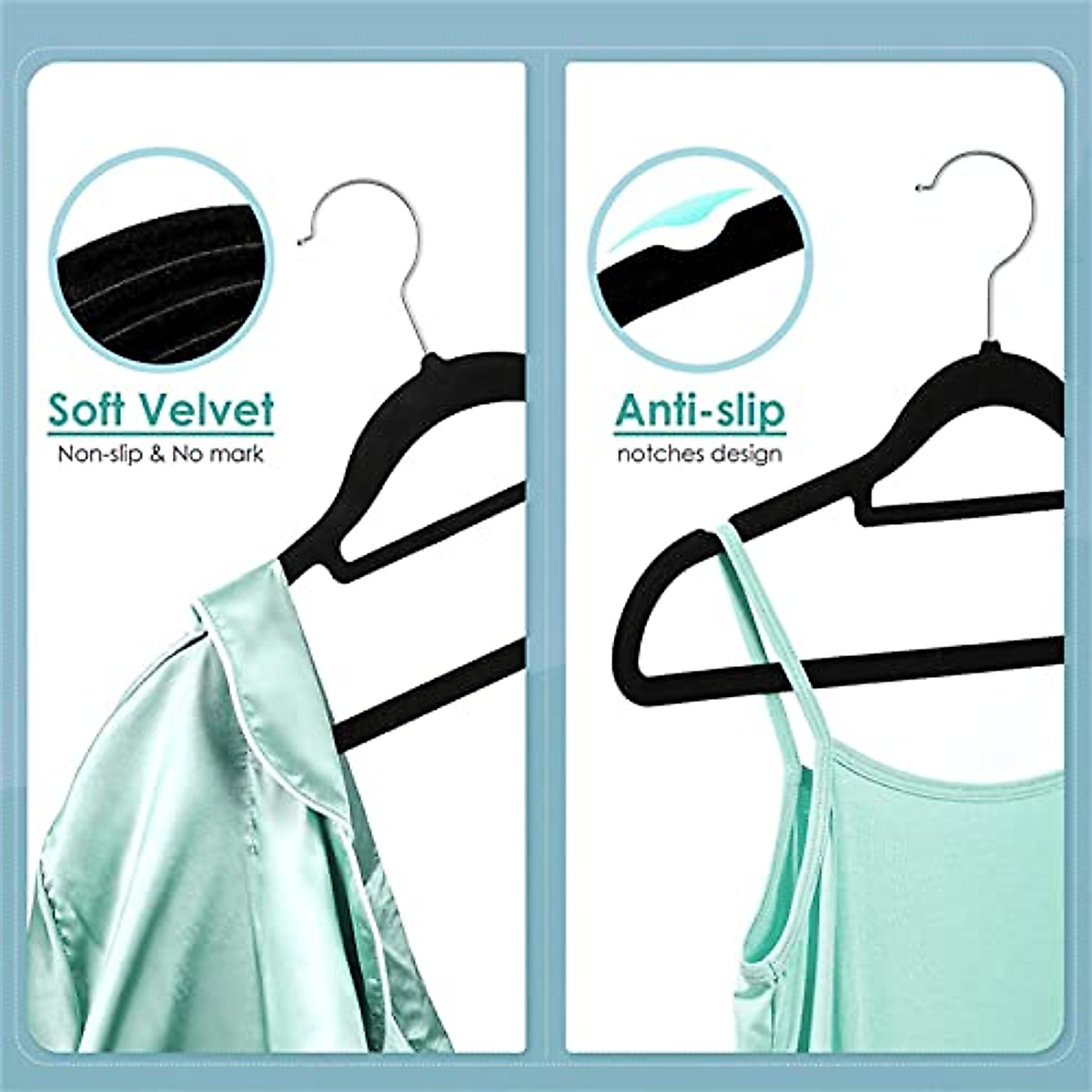 Velvet Garment Hanger, Non-Slip Hanger, Space Saving Clothes Hanger, Heavy Duty Adult Hanger with 360° Swivel Hook, Pack of 30 (2)