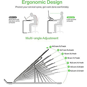 ERWARZY Laptop Stand for Desk, Adjustable Ergonomic Portable Laptop Holder, Foldable Computer Stand 10-Position Adjustable Non-Slip Laptop Stand, Compatible with 9-15.6-inch Laptop (Black)