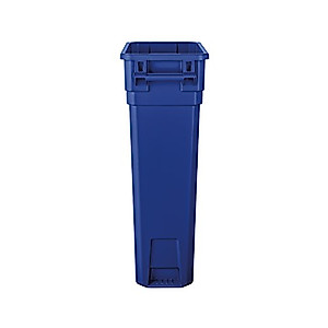 Suncast Commercial Slim 23 Gallon Polypropylene Recycling Bin with Recycle Logo, Blue