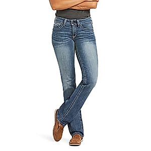 Ariat Female R.E.A.L. Mid Rise Stretch Icon Stackable Straight Leg Jean Rainstorm 30