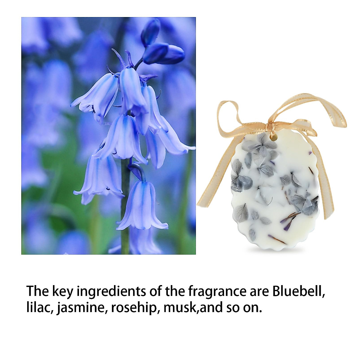 FOUSIUTIM Wax Melts Natural Candles Non Toxic. Wild Bluebell Scented Candles. Soy Candle Wax Includes 464 Soy Wax, Beeswax Candles, Dried Flowers and Plant Essential Oil. Stress Relief Gifts.