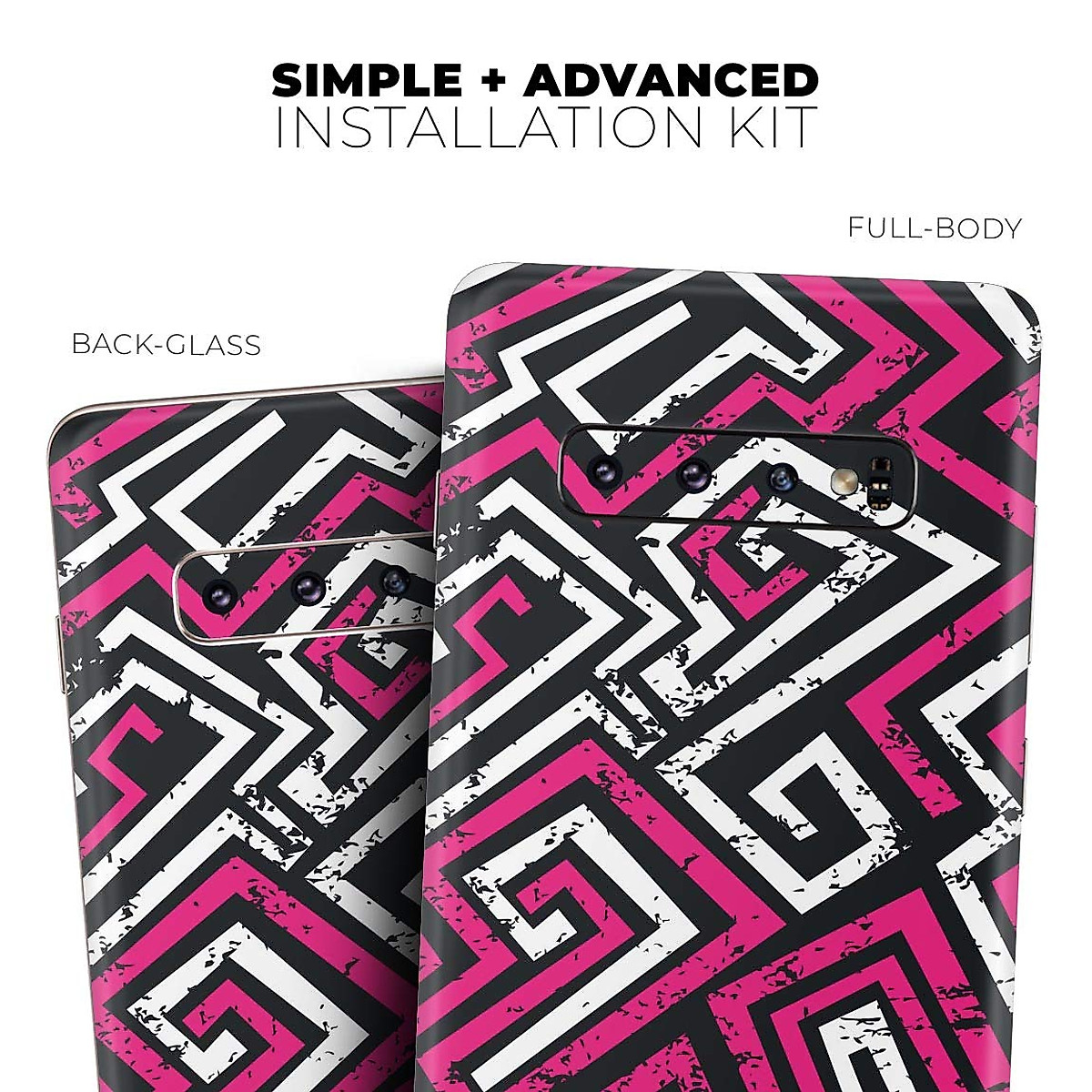 DesignSkinz Pink & White Abstract Maze Pattern Protective Vinyl Decal Wrap Skin Cover Compatible with The Samsung Galaxy S20 (Screen Trim & Back Glass Skin)