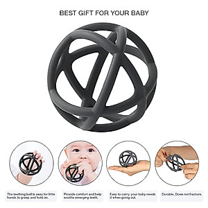 TOPGOMES Baby Teether Ball Toy, BPA Free Silicone Soft Ball Easy to Hold Teether for Babies Ages 6 Months+ (Sage)