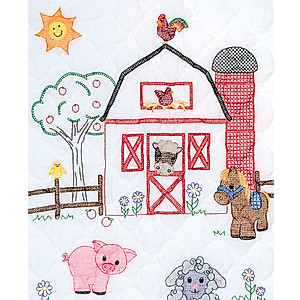 Jack Dempsey WH FRNDS Crib Quilt Tops Farm Friends, White