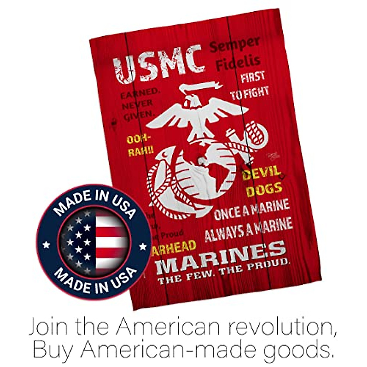 Breeze Decor USMC Garden Flag Set Mailbox Hanger Armed Forces Marine Corps Semper Fi United State American Military Veteran Retire Official House Banner Small Yard Gift Double-Sided, Made in USA