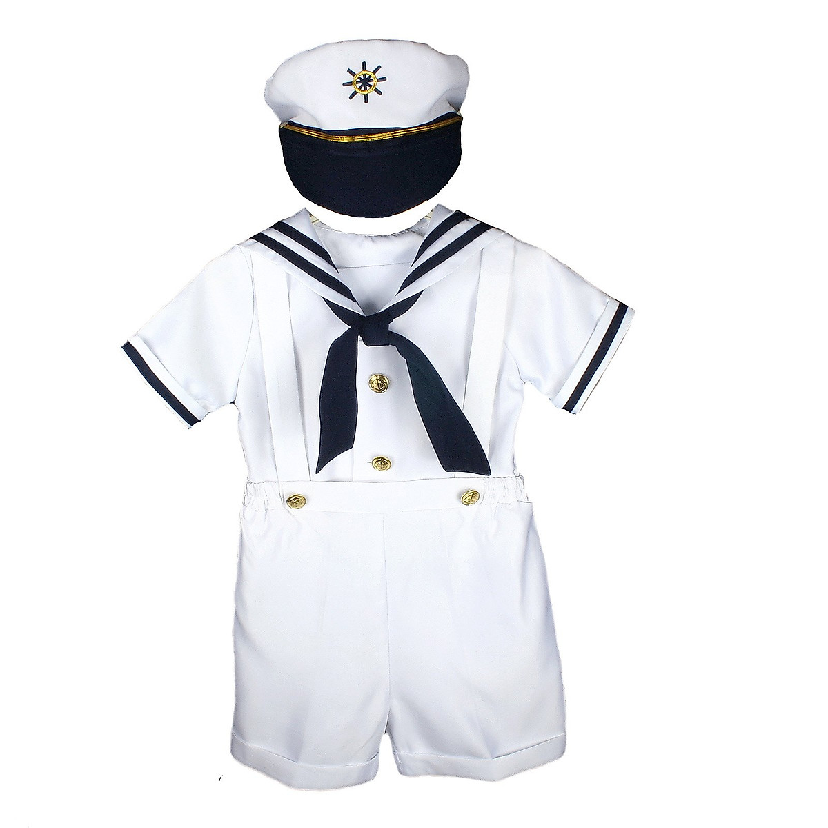 Unotux Sailor Shorts Suit for Infant Toddler Boy Navy Outfits S M L XL 2T 3T 4T (S:(0-6 months))