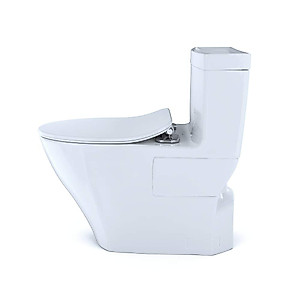TOTO TMS624234CEFG01 Legato 1.28 GPF One Piece Elongated Chair Height Toilet with CeFiONtect - Slim SoftClose Seat Included Cotton White