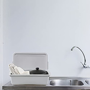 Saedy 3 Pack 13 L Food Service Bus Tub with Lid, Restaurant Dish Tub Food Grade, Grey