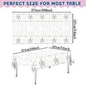 DaiUni 1PCS Unicorns Party Tablecloths for Birthday Party Decoration, Plastic Disposable Rectangle Party Table Covers for Kids Girls Birthday Baby Shower Party Supplies, 54" x 108"
