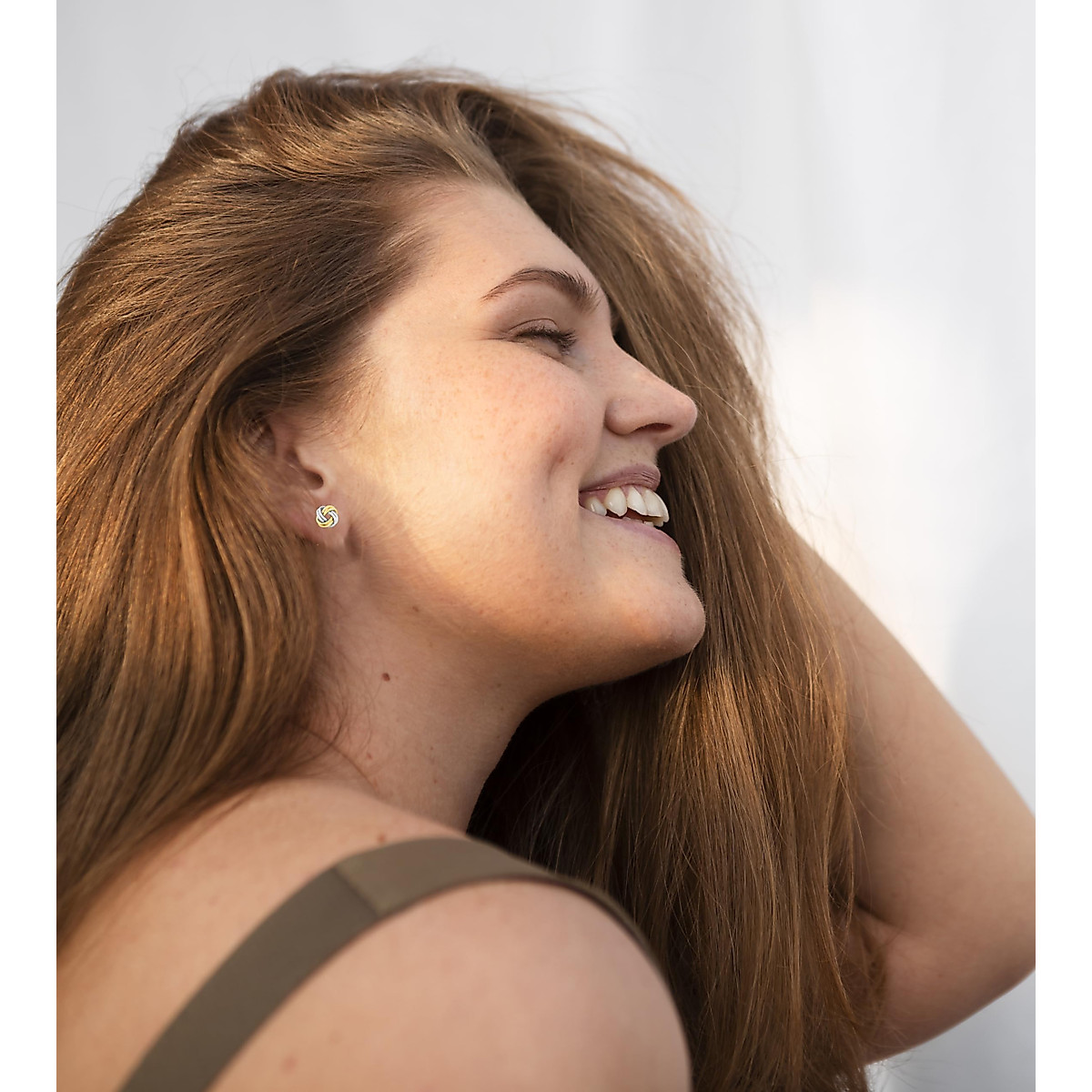 Ritastephens | Sterling Silver | Gold-tone | Overlay | Two-tone | Love Knot | Stud Earrings (9.5mm)