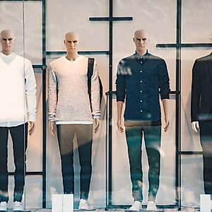 Mannequin Torso Manikin Dress Form Male 73" Adjustable Detachable Realistic Full Body Mannequin Model Display with Metal Base Plastic Head Turns Poseable Adult Dummy Mannequin Stand