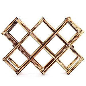 ZEAYEA 2 Pack Wood Wine Bottle Holder, Foldable Countertop Wine Rack with 20 Bottles, Free Standing Wine Storage Rack Display Shelf for Home, Kitchen, Bar, Cabinet, Pantry