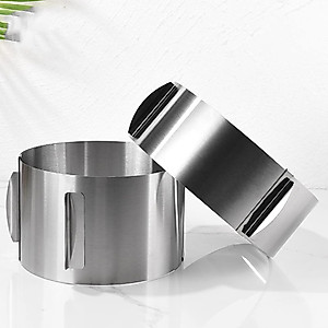 LIZHOUMIL 430 Stainless Steel Telescopic Mousse Ring, Rustproof with Scale Baking Cake Ring for Families Baking Rooms Height 15cm