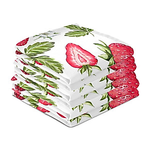 Kigai Kitchen Dish Towels Strawberry Floral Soft Tea Towel Set of 1 Absorbent Dishcloths Hand Towels for Dish Clean Cloth 28" x 18"