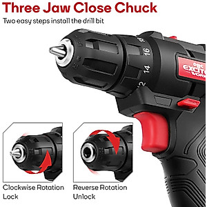 20V Cordless Electric Drill Set, 168 Pieces Power Drill Driver Kit, Max 310in.lbs with Tool Case for Home Repair 18+1 Poisition Torque Drill for Metal, Wood, Plastics by Excited Work