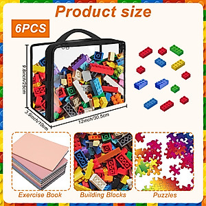 Hlimior 6 Pack Extra Large Toy Storage Bags PVC Organizing Bags with Zippered, Toy Storage Organizer with Portable Handheld，Waterproof Toy Bags for Board Games Clay, Building Blocks, Toys，Books