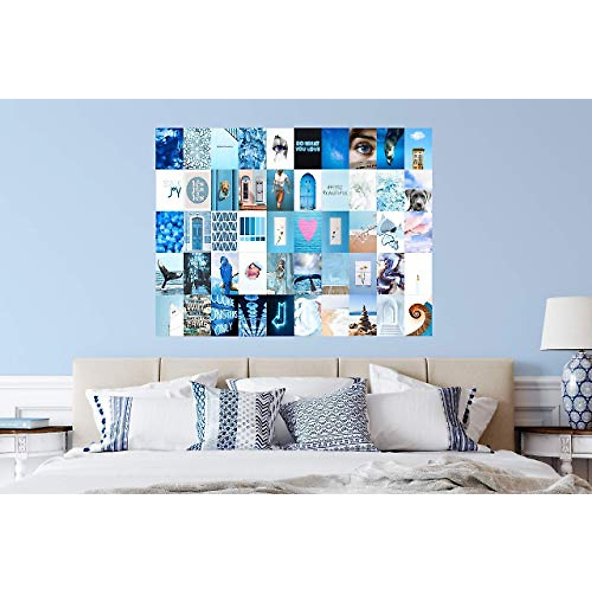 Blue Wall Collage Kit Aesthetic Pictures, Blue Aesthetic Pictures, Collage Print Kit, Bedroom Decor for Teen Girls, VSCO Girls Bedroom - Set of 50 Pcs Photo Prints 4x6 (Dark Blue)