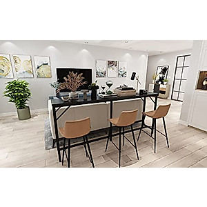 Yusong 71'' Long Console Table Sofa Tables Behind Couch, Narrow Entryway Table Skinny Tall Pub Bar Height Table for Living Room, Easy Assembly, Black Oak