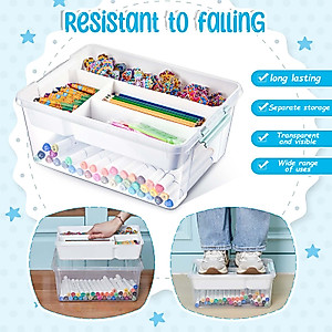 Juexica 2 Pcs 10 Qt Plastic Storage Box with Removable Tray Clear Craft Organizers and Storage Stackable Art Craft Bins Art Supply Organizers for Toy Containers Sewing Bead Tool Crayon Stationery Clay