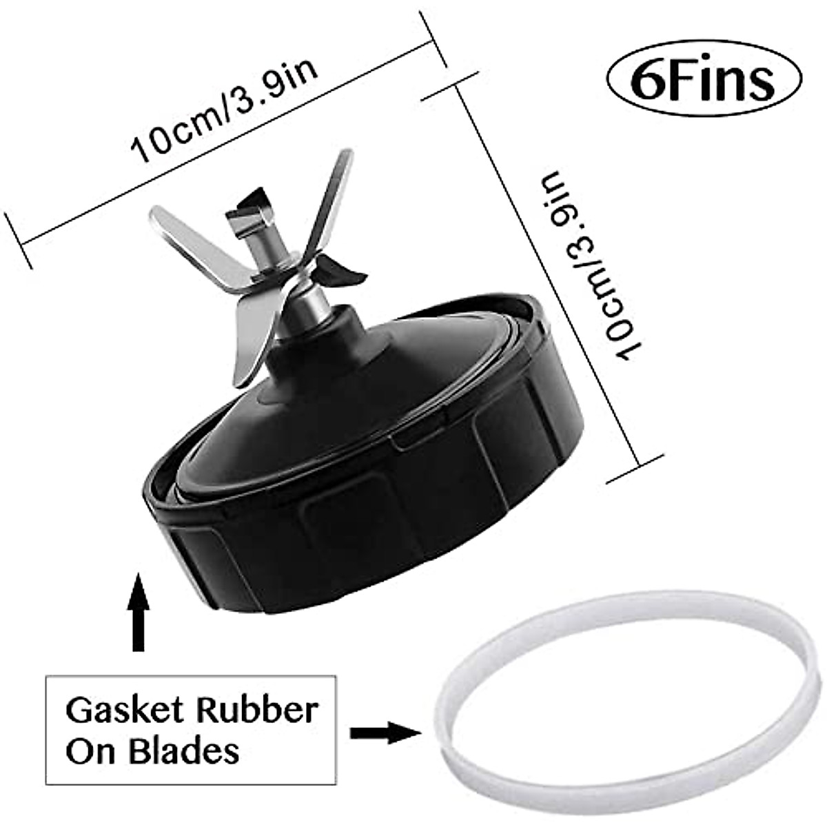 10cm Diameter 6 Fins Extractor Blades Replacement Part with 24OZ Cups for Ninja Blender Only fit for Nutri Ninja Auto iQ BL450-70 BL451-70 BL454-70 BL455-70 BL482-70